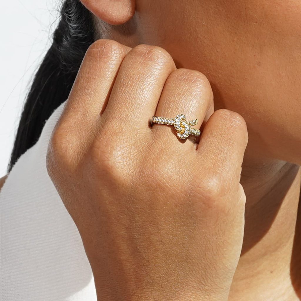 Equestrian Gold Plated Knot Ring
