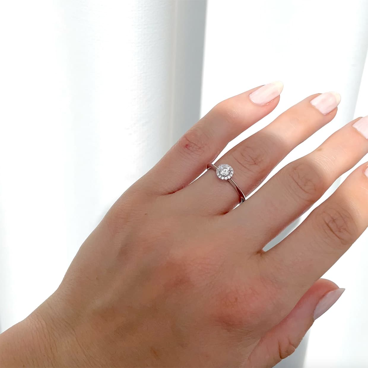 Oxford Silver Halo Square Solitaire Ring With Stones